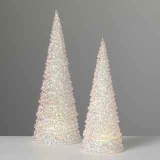 16.5"H and 12.25"H Sullivans Beaded Pearl Cone Tree - Set of 2 ...