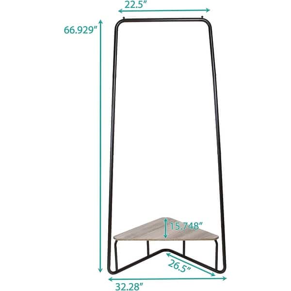 J&V Textiles Corner Garment Rack with Wood Grain Laminate Top Black ...