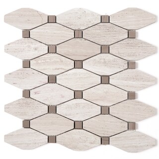 TileGen. Long Diamond Shape Cyrstal Random Sized Marble Mosaic Tile in ...