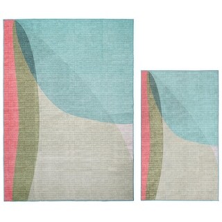 My Magic Carpet Washable Rug 2 Piece Set - Cove Green (3" x 5" & 5" x 7 ...
