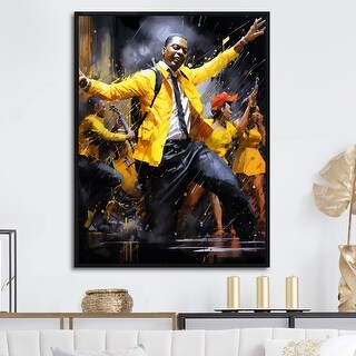 Designart "Yellow Jazz Dance Fusion I" Dance Framed Wall Art Prints ...