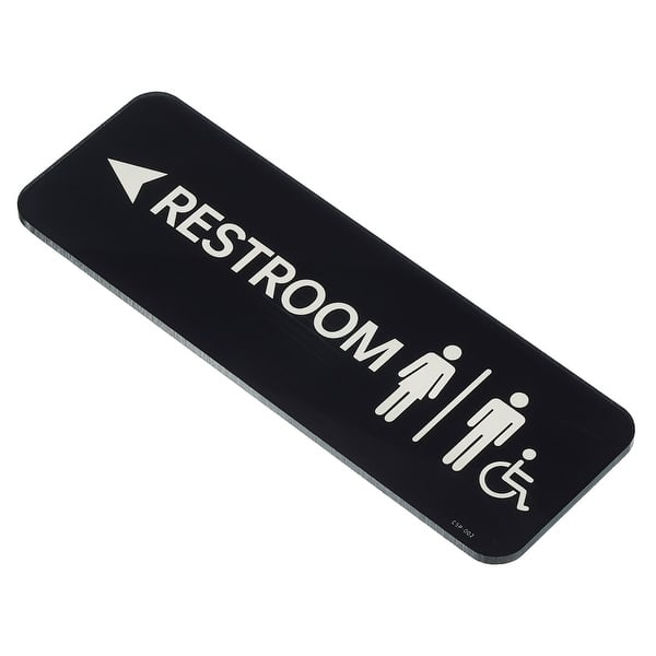 Restroom with Left Arrow Sign Self Adhesive Door Sticker - Black - Bed ...