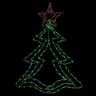 LED Rope Light Christmas Tree Window Decoration - 25” - Green and ...