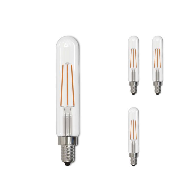 Bulbrite LED Filament Pack of (4) 4.5 Watt Dimmable T8 Light Bulb with Clear Glass Finish and ...