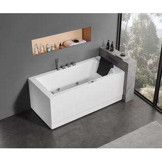 5 ft Acrylic White Rectangular Whirlpool Bathtub w Fixtures - Bed Bath ...