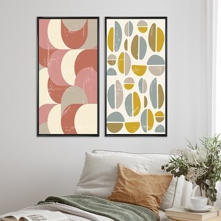Designart "Geometrical Shapes In Retro Colors I" Geometric Framed Art ...