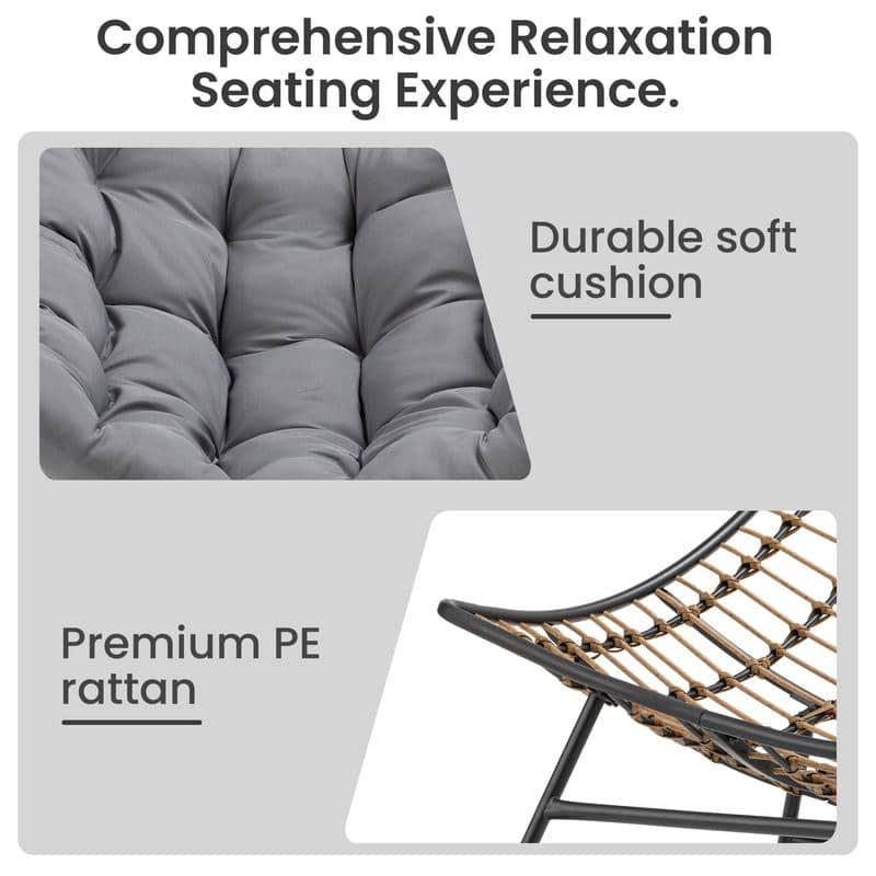 COSIEST 45"/58" Wicker Rattan Rocking Chair, Outdoor Patio Rocker with ...