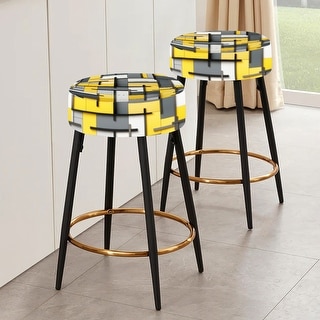 Yellow And Grey Geometric Blocks Harmony - Upholstered Geometric Bar ...