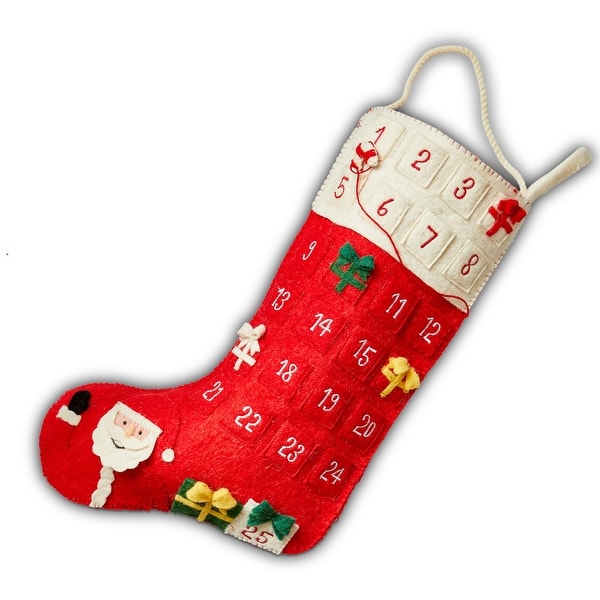 Holiday Cheer Wool Felt Advent Calendar Red Multi 18.5x11.5 in ...