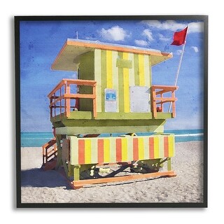 Stupell Yellow Summer Beach Hut Framed Giclee Art Design by LSR Design ...