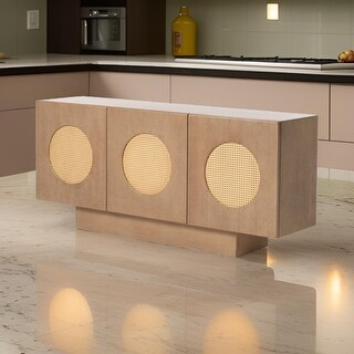 Noe Ohan 70 Inch Sideboard Buffet Console, 3 Doors, Light Brown ...