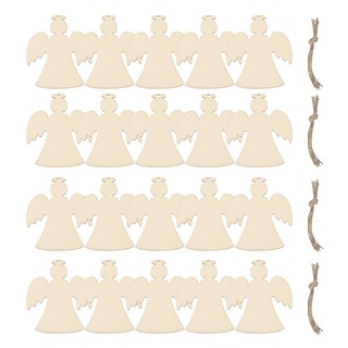50 Pcs Wooden Christmas Ornaments Paintable Wooden Angel Crafts - Bed ...