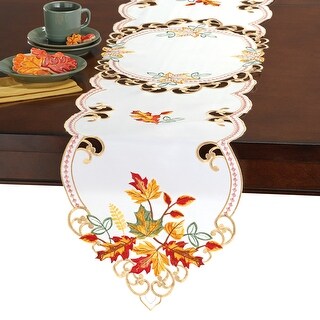 Embroidered Colorful Autumn Leaves Table Linens - Bed Bath & Beyond ...