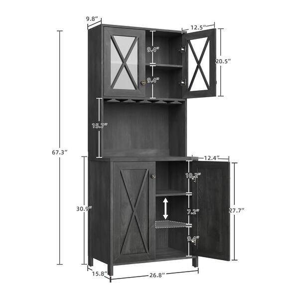 Bar Cabinet for Liquor and Glasses Dining Kitchen Cabinet with Wine ...
