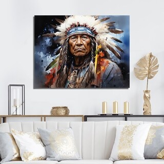 Designart "Native Apache Warrior I" Native American Art Wall Art - Bed ...