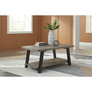 Signature Design by Ashley Brennegan Black/Gray Rectangular Cocktail Table - 42"W x 24"D x 18"H ...