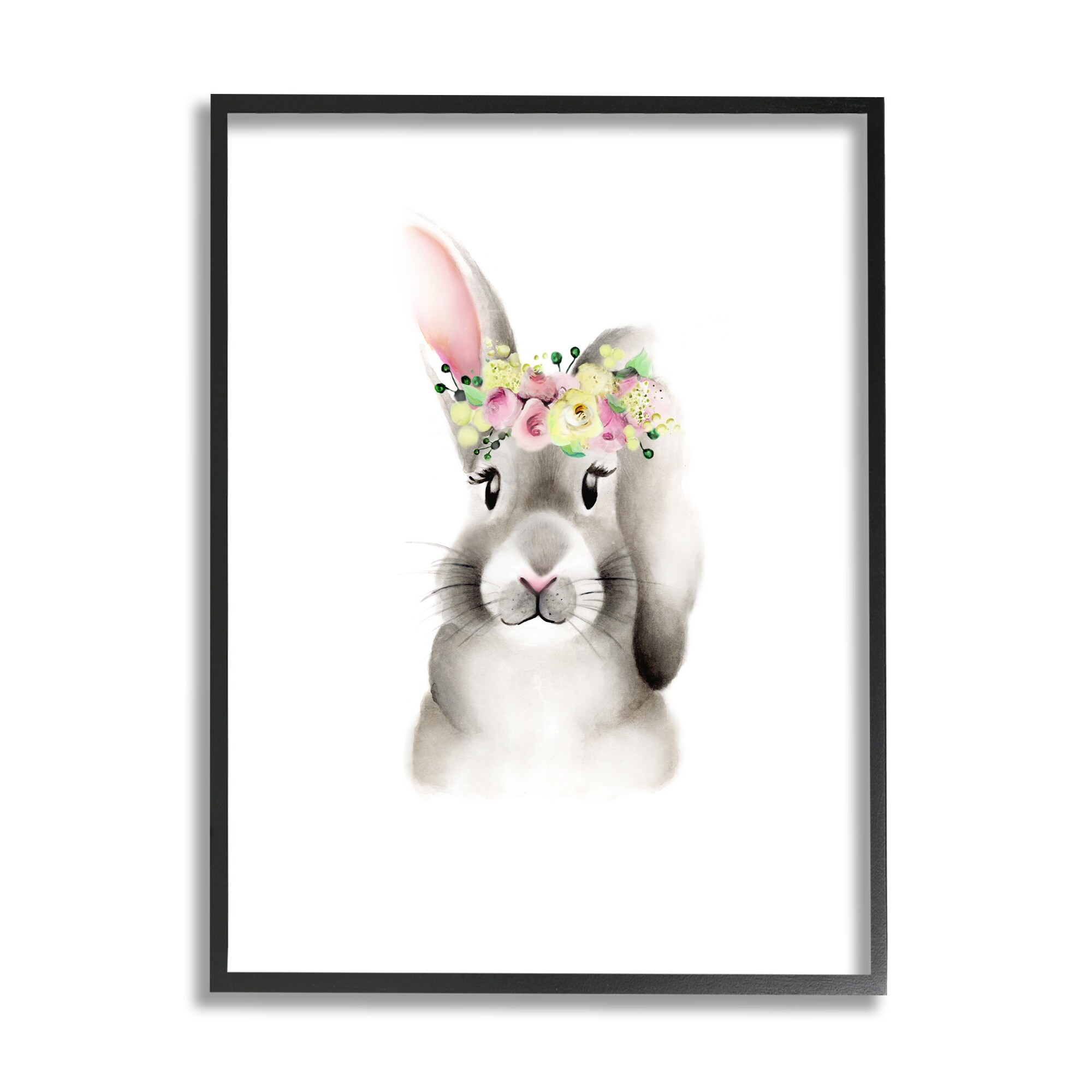 Stupell Cute Cartoon Baby Bunny Rabbit Flower Crown Forest Animal ...