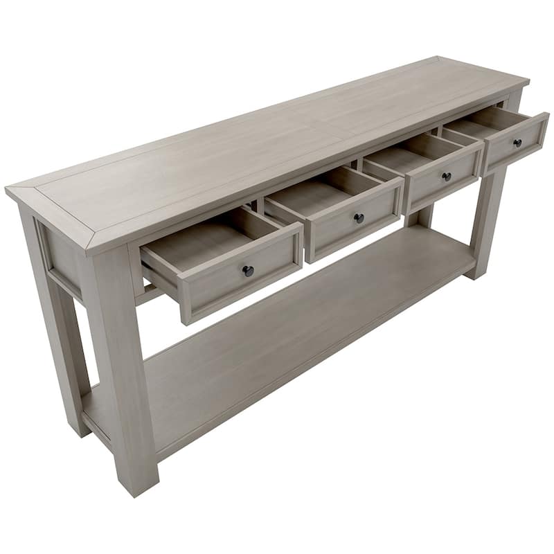 Console Table, Sofa Table with Storage Drawers and Bottom Shelf ...