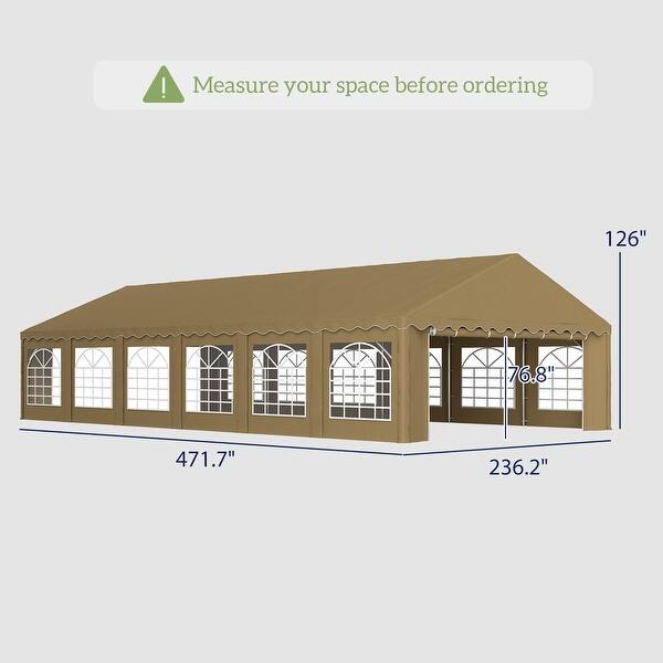 Outsunny 20' x 40' Heavy Duty Party Tent, Galvanized Outdoor Canopy ...