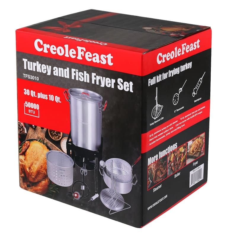 Creole Feast, Premium Aluminum 30 Qt. Turkey and 10 Qt. Fish Fryer ...