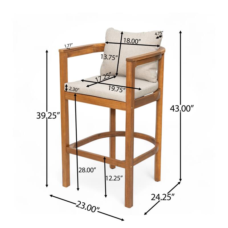Christopher Knight Home - Lyona Acacia Wood Outdoor Bar Stool (Set of 2 ...