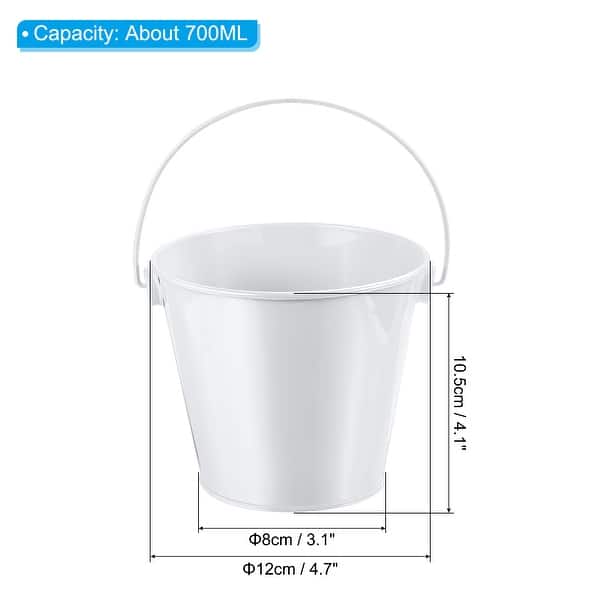4Pcs 5"x4" Small Metal Bucket Colorful Mini Buckets with Handles White ...