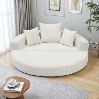 Corduroy Convertible Futon Sofa with Circular Bed Function & Boneless ...