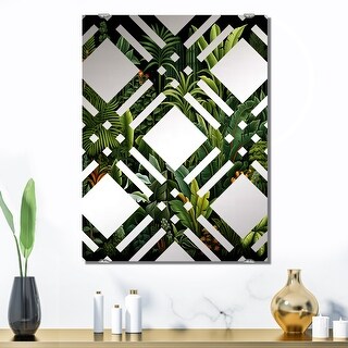Designart "Rainforest Jungle Plants Landscape III" Jungle Mirror Green ...