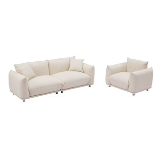3+1 Oversized Sofa,Solid Wood Frame,with 2 Pillows,for Living Room - 43 ...