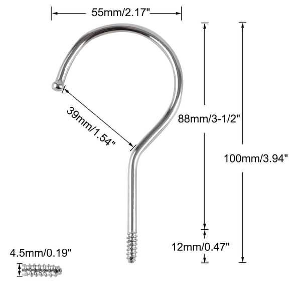 Cup Ceiling Hooks 3-1/2 Inch Metal Screw in Hanger for Home Office ...