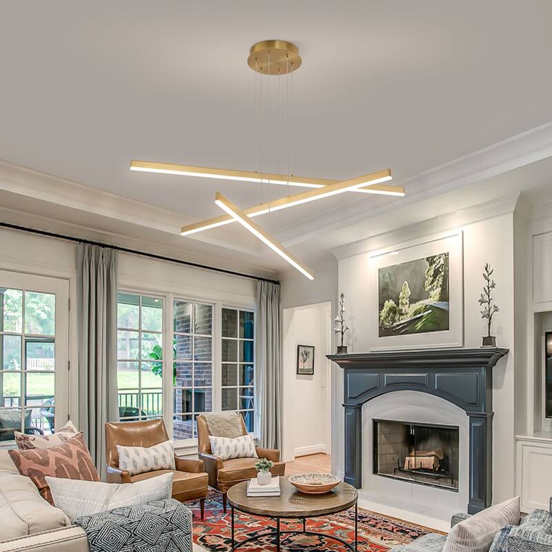 Modern Acrylic Minimalist Adjustable Dimmable LED Linear Pendant Light ...