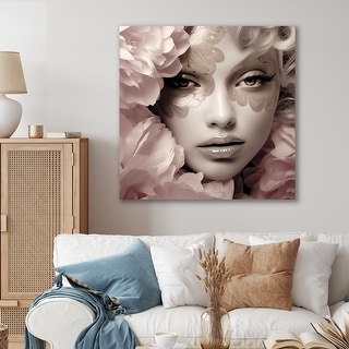Designart "Portrait O Pink Vintage Glamour Model" Fashion Woman Canvas ...