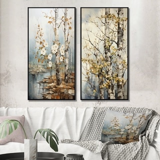 Designart "White Gray Tree Sycamore Symphony" Tree Sycamore Framed Wall ...