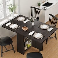 50.1inch Modern Extendable Dining Table with Drop Leaf and 2 Storage ...
