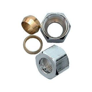 0.375 in. Round Chrome- Compression Nut in Stainless Steel- - Bed Bath ...