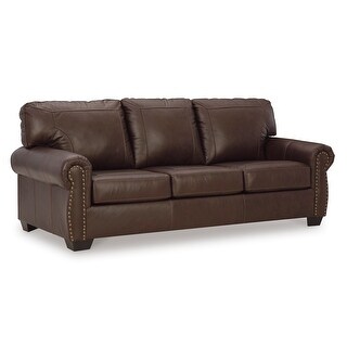 92 Inch Sofa, Nailhead Trim, Cushion Seating, Brown Leather Upholstery ...