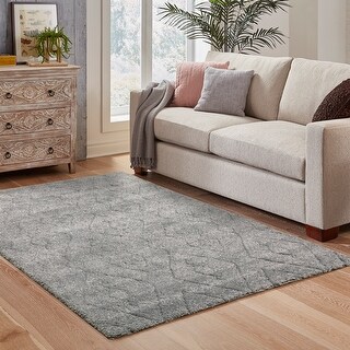 Louisa Diamond Shadows Solid Grey Shag Area Rug - Bed Bath & Beyond ...