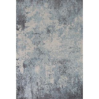 Modern Abstract Area Rug Hand-Knotted Blue Wool Carpet - 5'10"x 8'5 ...