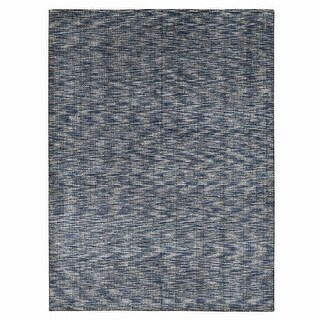 Shahbanu Rugs Steel Blue, Modern Fence Design, Wool and Art Silk, Tone ...
