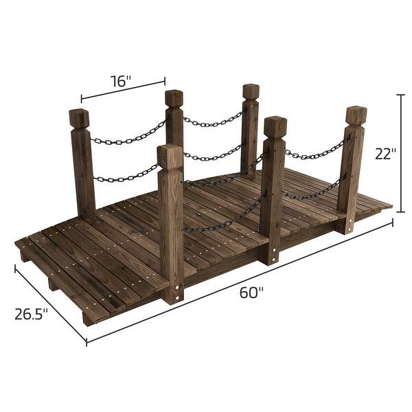 Wooden Garden Bridge for Outside Small Arc Pond Bridge Stained Finish ...