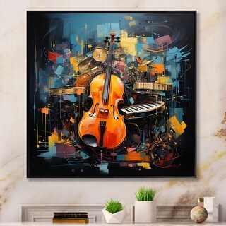 Designart "Music Expressive Crescendo Bold" Music Framed Canvas Wall ...