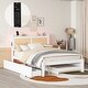 Queen Size Platform Bed Frame, Pull-Out Bed with Rattan Headboard - Bed ...