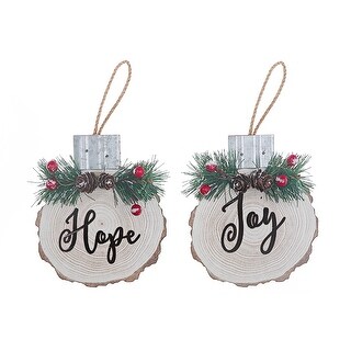 Christmas Flat Wood Log Ornament - Set of 4 - Bed Bath & Beyond - 38431725