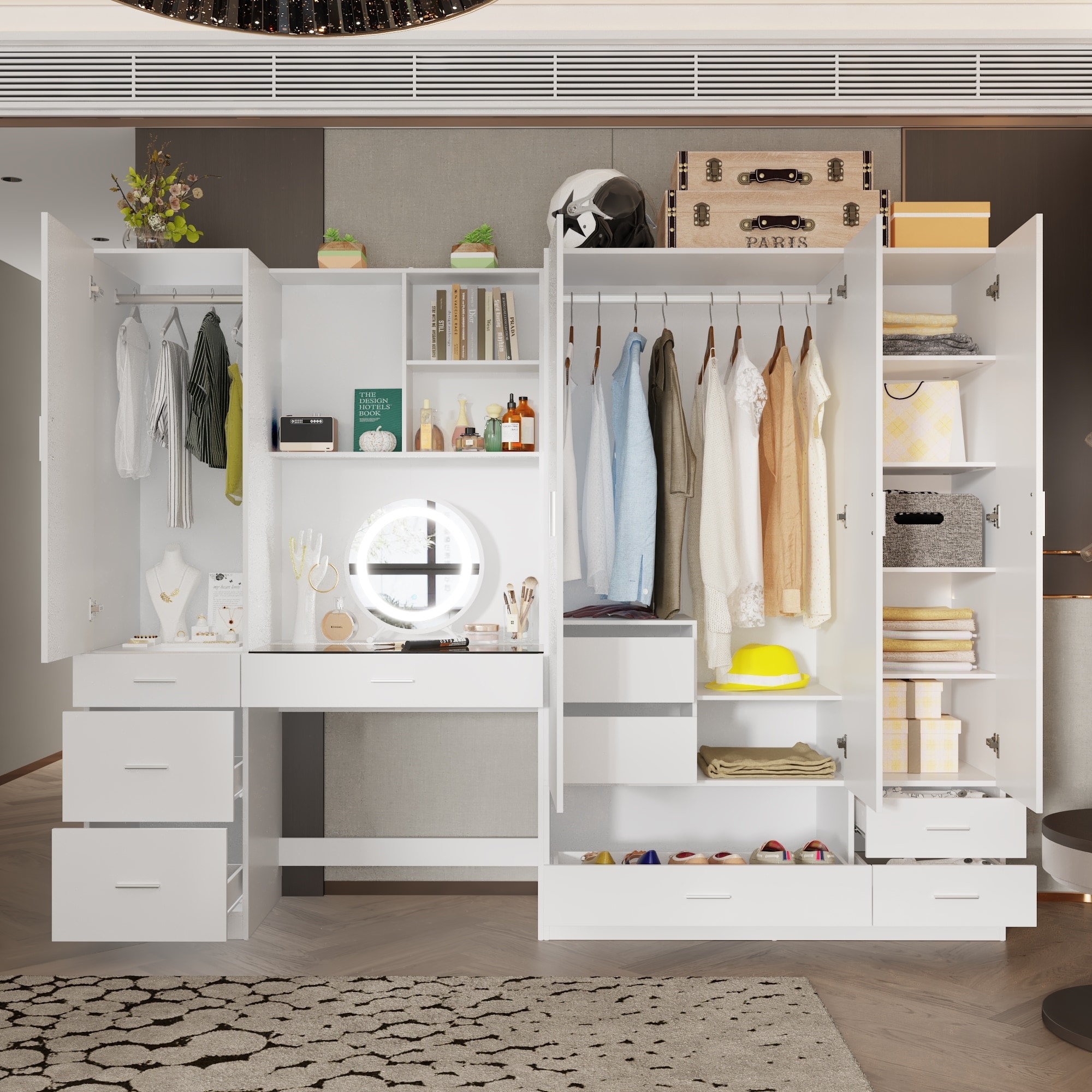 Armoires Storage Solution Convertible Wardrobe Organizer Mirror Vanity Bed Bath Beyond 40278527