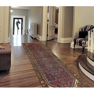 Fine Vintage Distressed Bettye Blue/Rust Runner - 3'3" x 12'8" - Bed ...