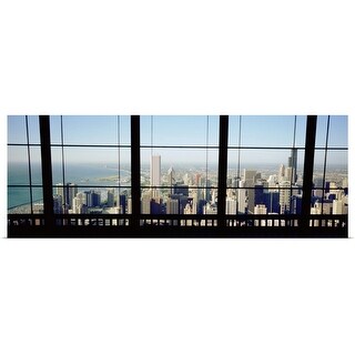 "High angle view of a city as seen through a window, Chicago, Illinois ...