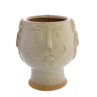 7 Inch Ceramic Cachepot, Textured Face Design, Cream - Bed Bath ...