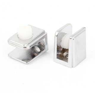 Rectangular 21x18mm Glass Shelf Clip Clamp Holder Support Bracket 2pcs ...