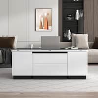 Modern White Lift Top Glass Coffee Table with Drawers & Storage - On ...