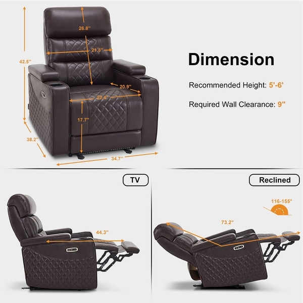 Faux leather electric recliner sofa store